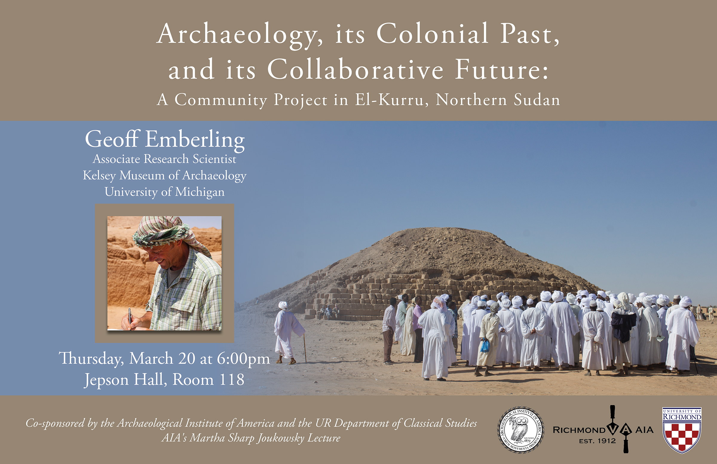 Lecture on March 20: “Archaeology, its Colonial Past, and its ...